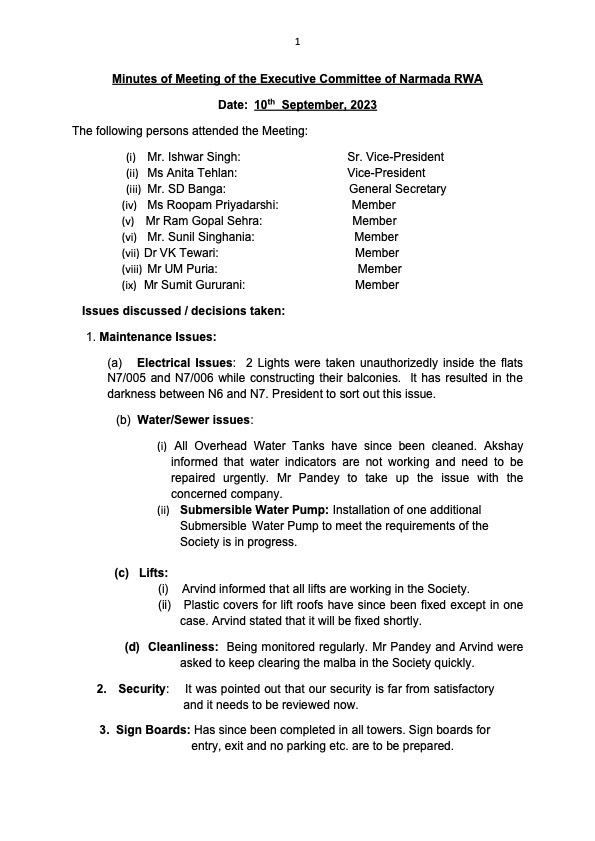 Narmada Residents Welfare Association